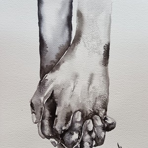 Couple Holding Hands - Neutral Wall Art - Minimalist Wall Art - Simple ...