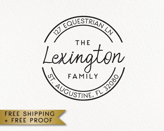 Monoline Cursive Last Name Center Round Custom Self-inking | Etsy