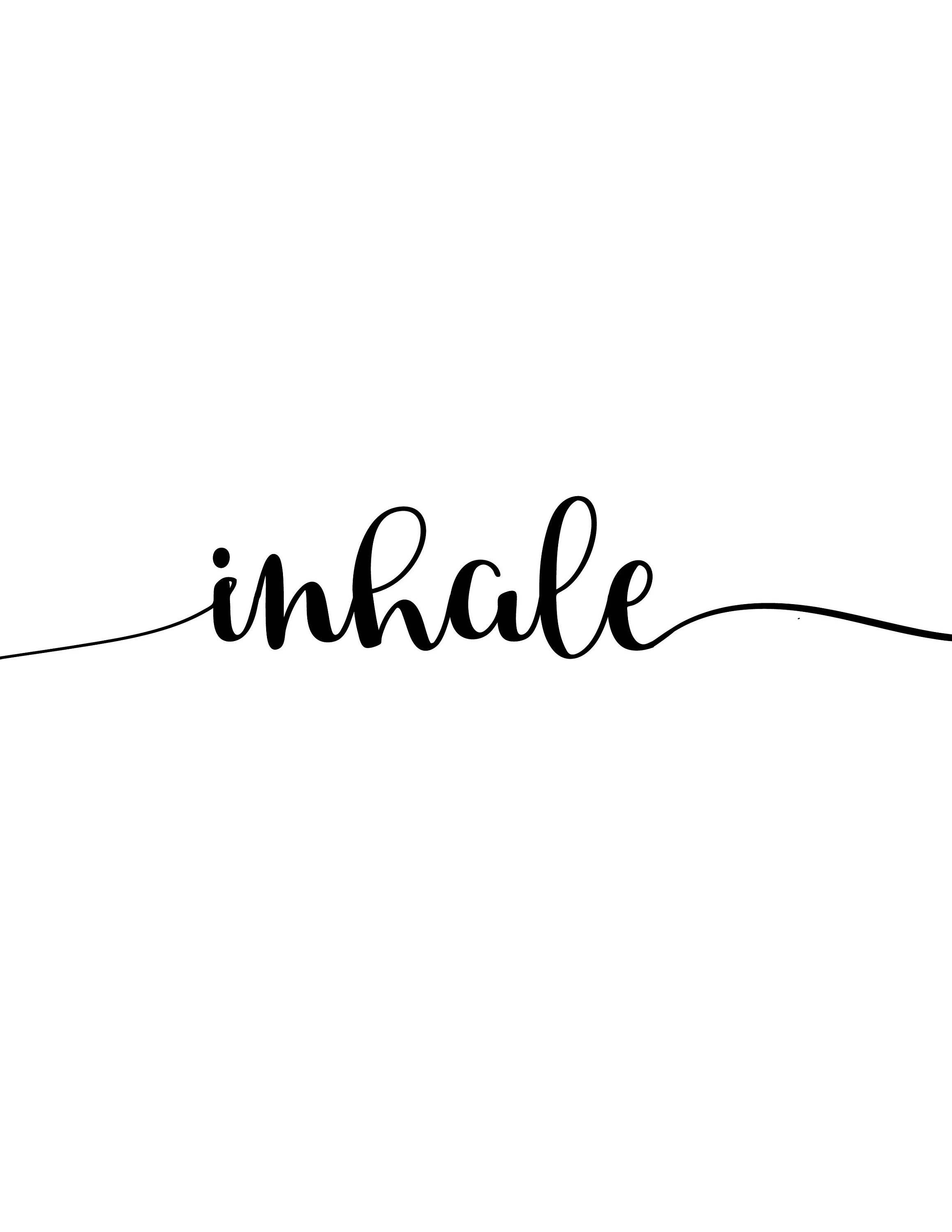 Buy Inhale Exhale Print, 3 Designs for 1, Minimalist, Script, and Color ...
