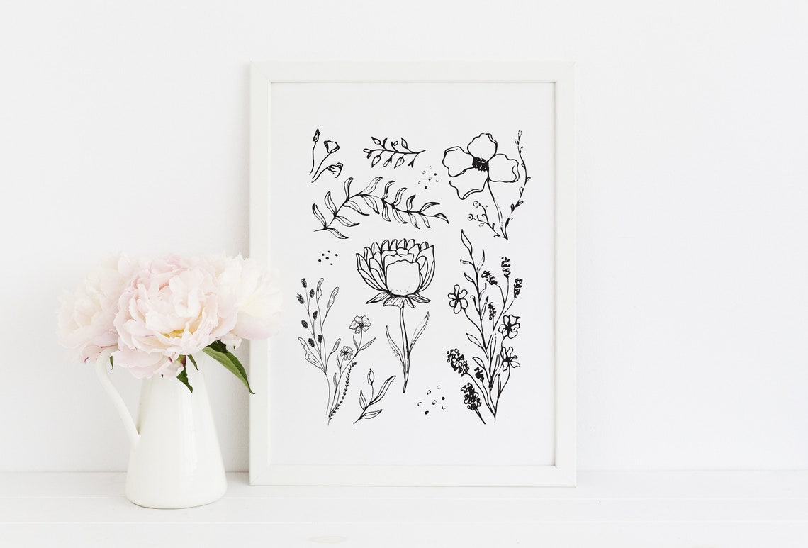 Set of 3 Botanical Printables Floral Printable Nursery or | Etsy