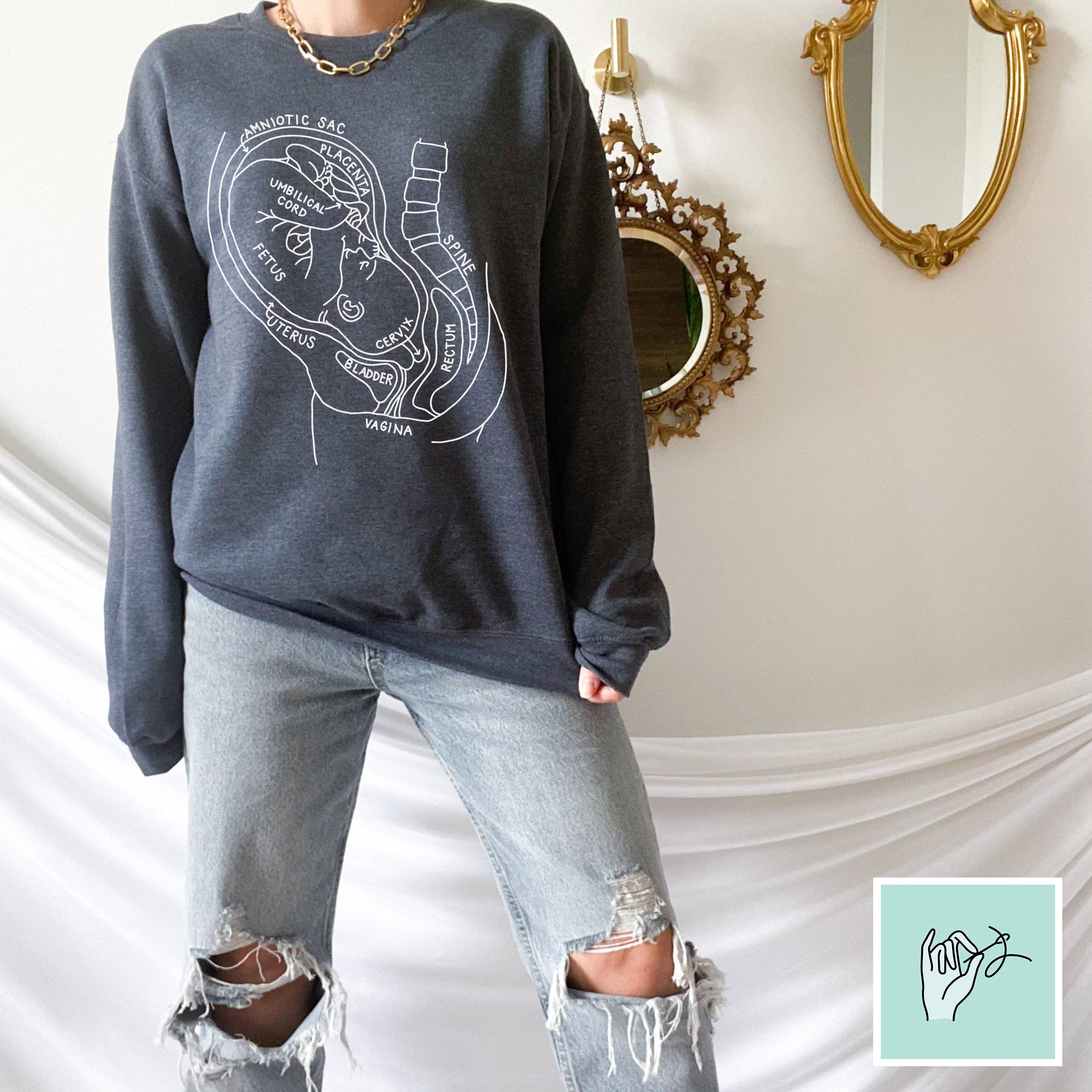 Pregnancy Anatomy Sweatshirt Fetus in Utero Midwife Gift - Etsy