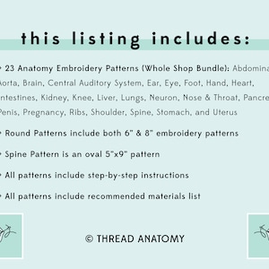 23 Anatomy Embroidery Patterns, Embroidery Pattern Bundle, Medical ...