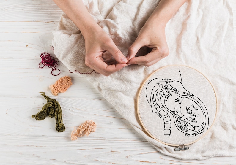 DIY Pregnancy Anatomy Embroidery Fetus in Utero Pattern PDF - Etsy