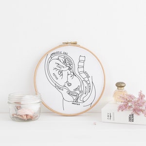 DIY Pregnancy & Uterus Anatomy Embroidery Bundle, DIY Midwife Gift ...
