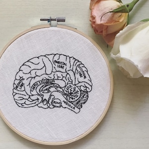 DIY Brain Embroidery Pattern, Brain Anatomy Embroidery Pattern ...