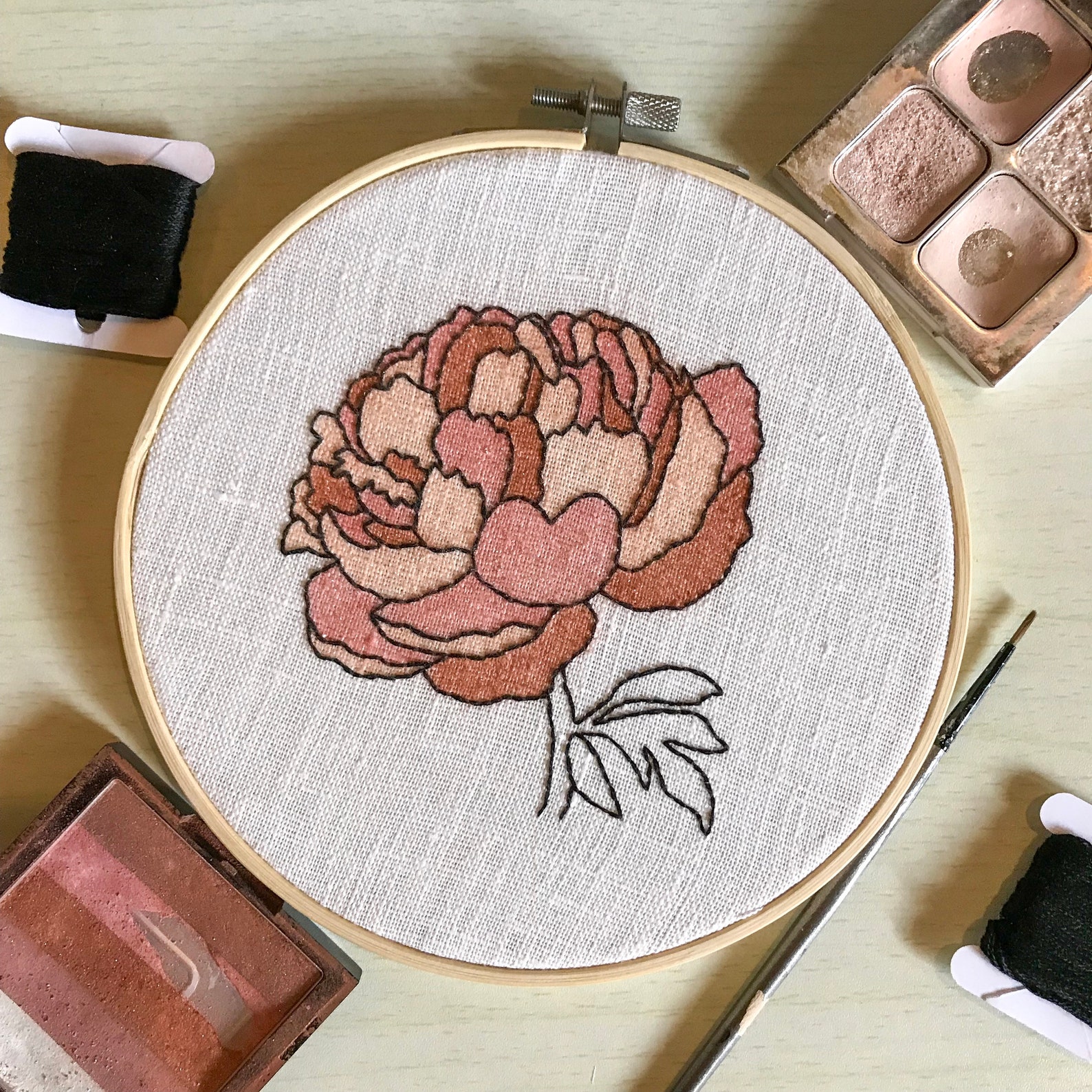Peony Embroidery Pattern DIY Flower Embroidery Floral - Etsy