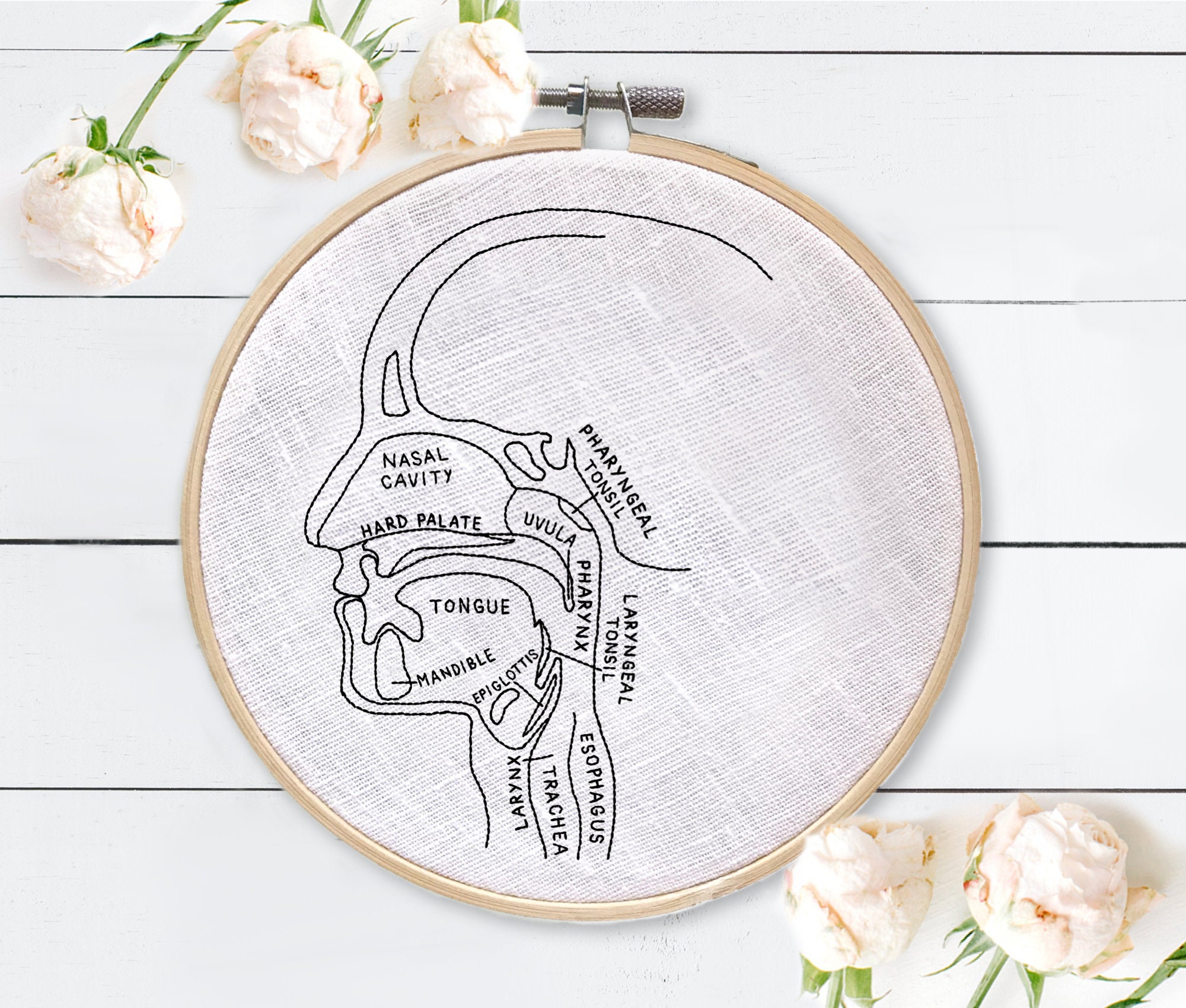 DIY Nose and Throat Anatomy Embroidery, Medical Embroidery Pattern, ENT ...