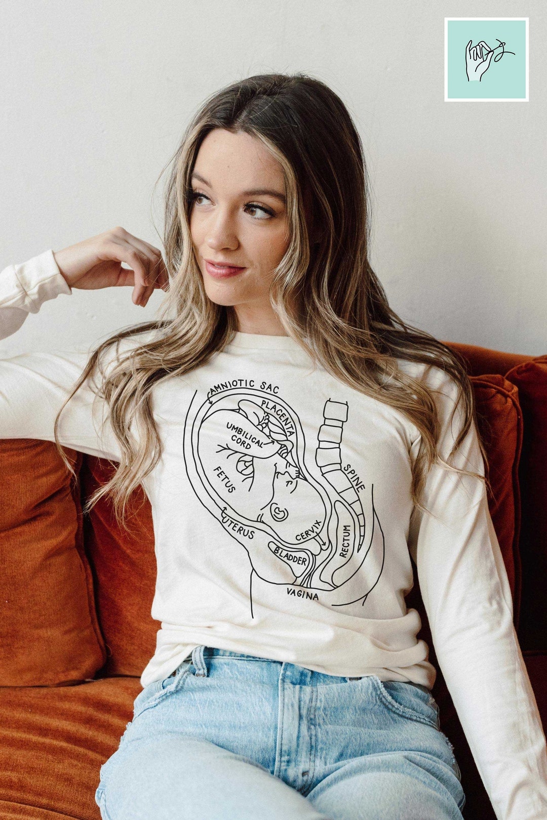 Pregnancy Anatomy Long Sleeve Shirt, Vintage Pregnancy Anatomy Long ...