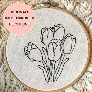 Tulips Embroidery Pattern | DIY Modern Hand Embroidery | Instant ...