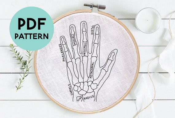 DIY Hand Anatomy Embroidery Pattern Handmade Embroidery - Etsy