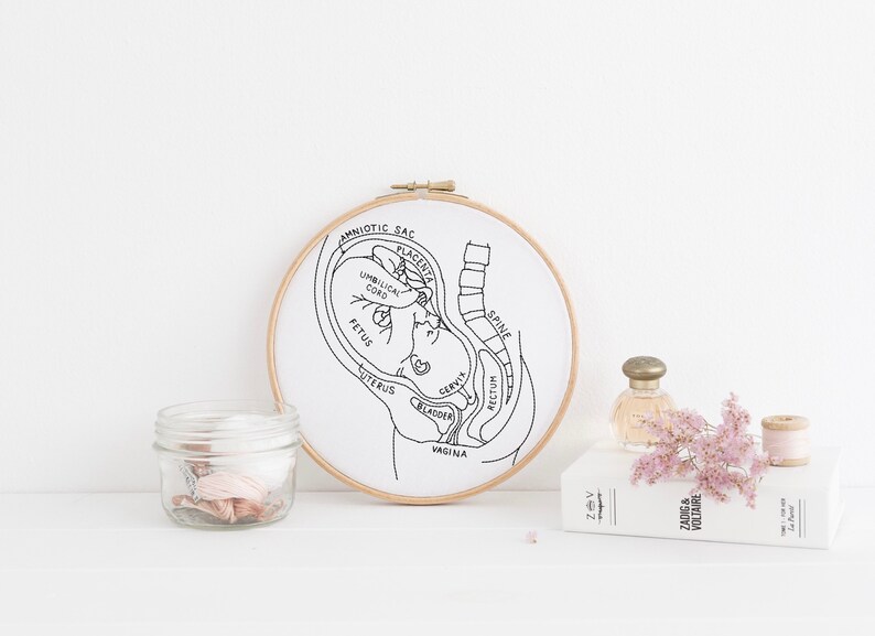 DIY Pregnancy Anatomy Embroidery, Fetus in Utero Pattern, PDF Digital ...