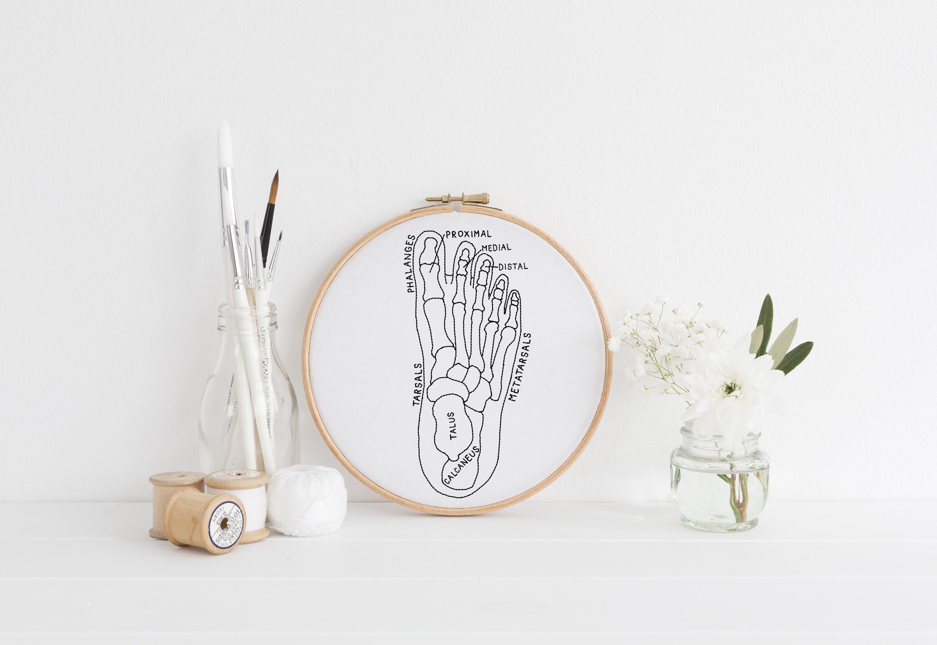 DIY Foot Anatomy Embroidery, Podiatrist Gift, Occupational Therapist ...
