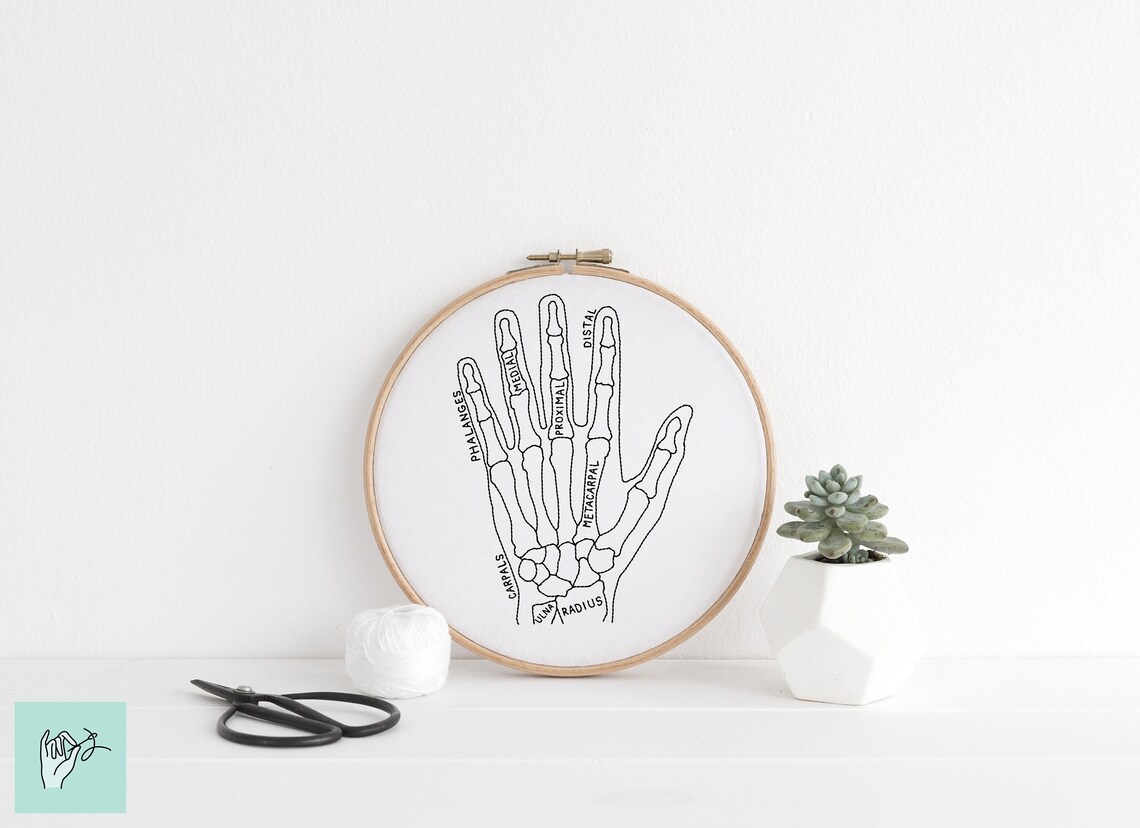 DIY Hand Anatomy Embroidery Pattern Handmade Embroidery - Etsy