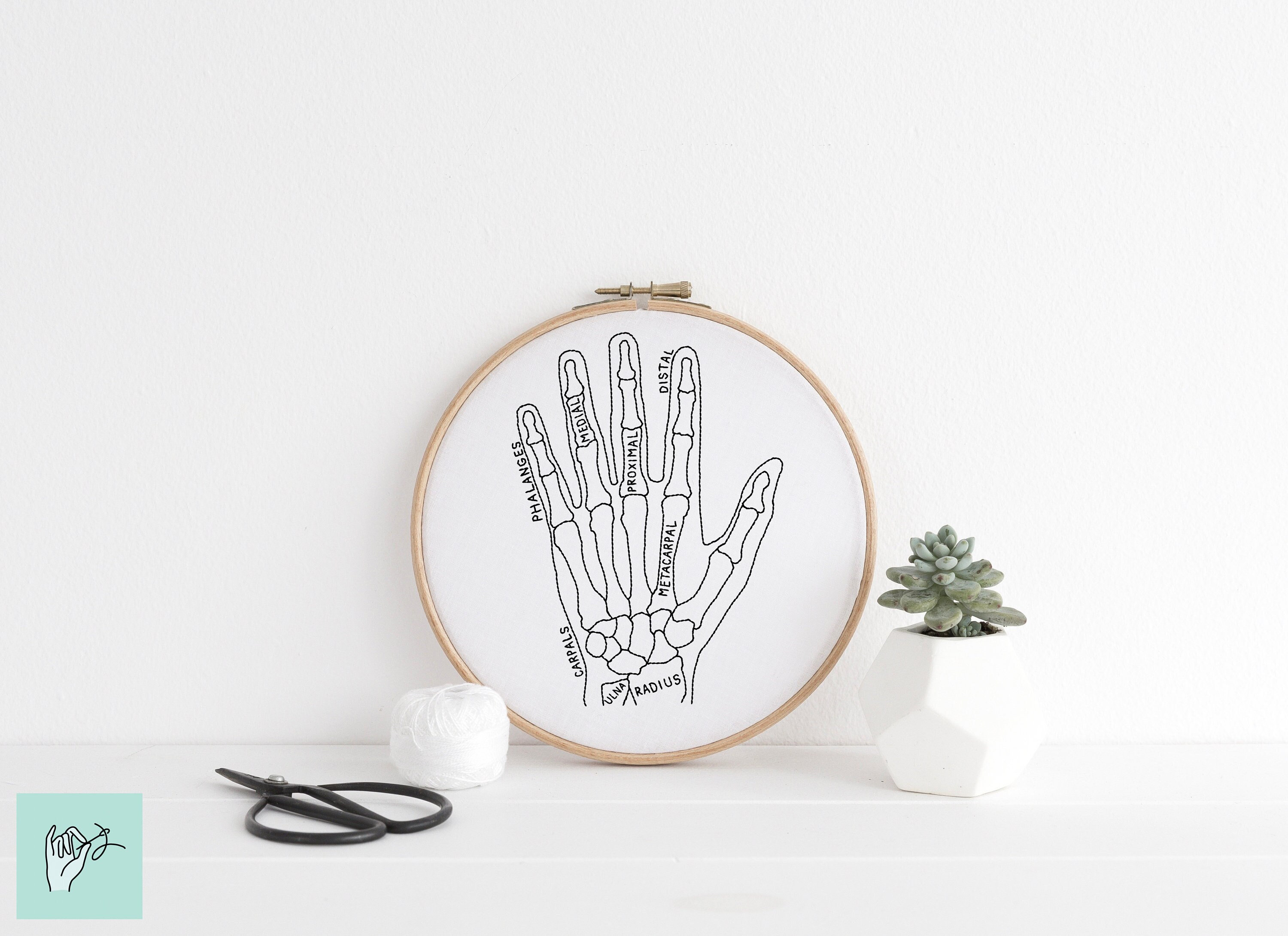 DIY Hand Anatomy Embroidery Pattern, Handmade Embroidery, Occupational ...