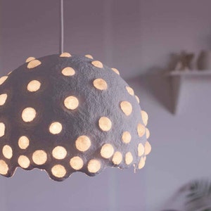 Paper Mache Pendant Light - White Recycled Paper Lampshade - Paper Pulp ...