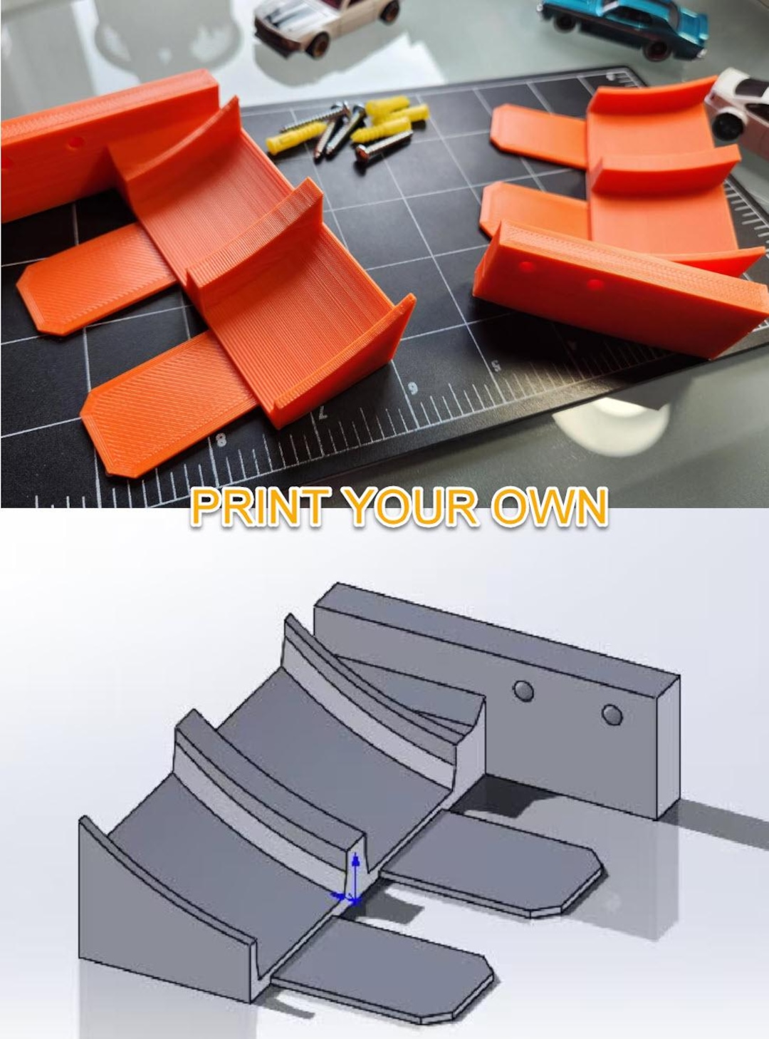 Hot Wheels Double Ramp Wall Mount - 3D Print File - Etsy