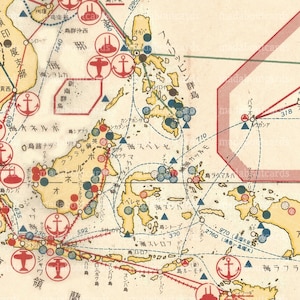 Japanese Military Map WW2 Japanese Imperial Navy Air Land Sea Route Map ...