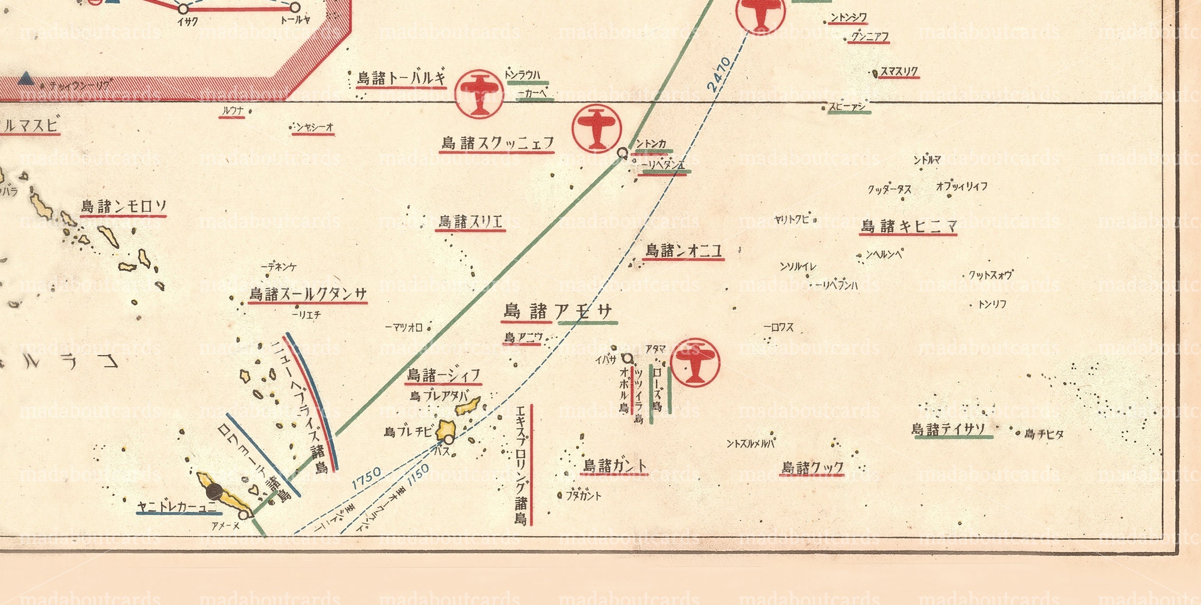 Japanese Military Map WW2 Japanese Imperial Navy Air Land Sea Route Map ...