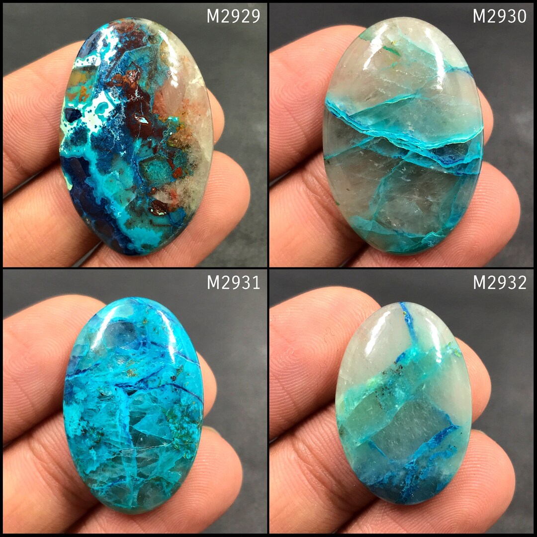 Iced Azurite Cabochons.. M2929,M2930,M2931,M2932 - Etsy