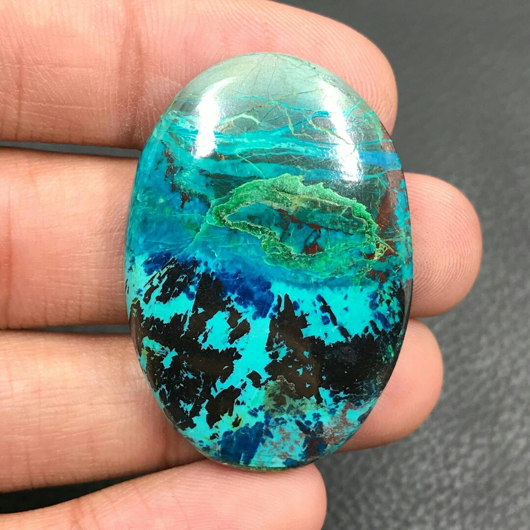 Azurite Shattuckite Cabochon...oval Cabochon....40x27x7 Mm...77 Cts...a#j7704 - Etsy