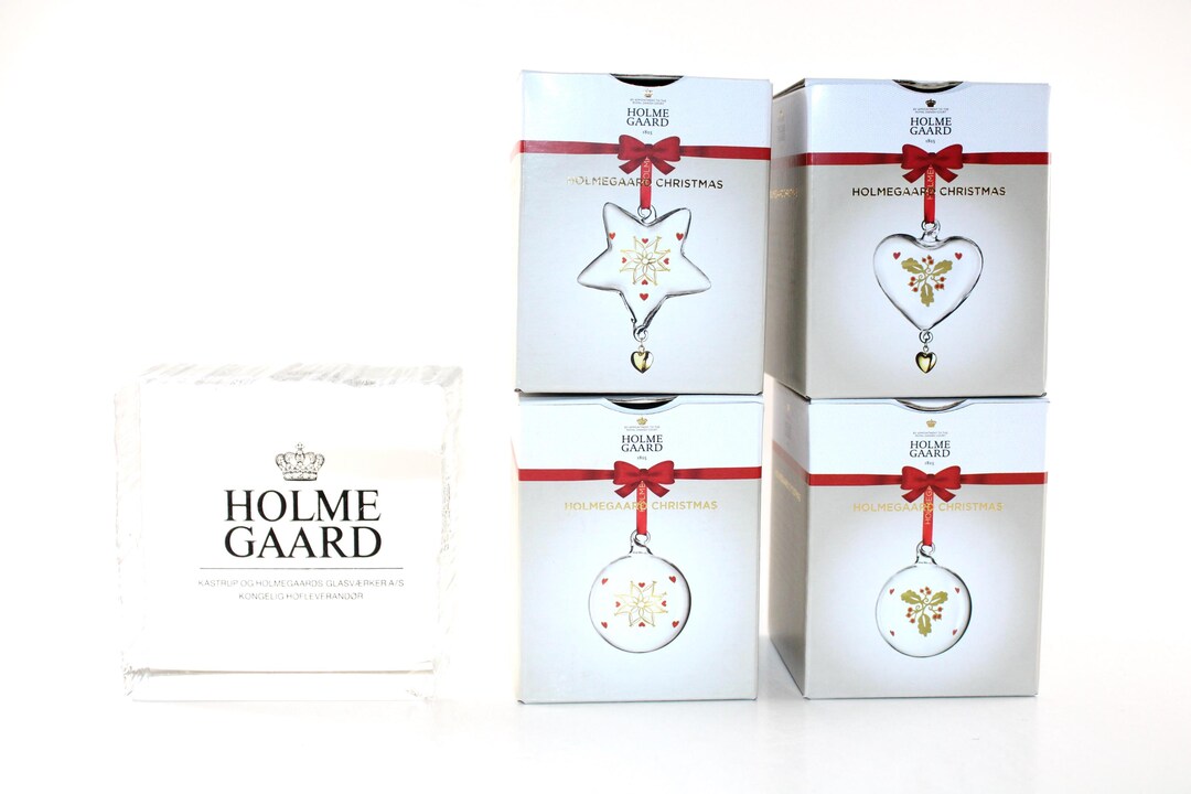 Holmegaard - 4 Lovely Glass Ornaments - IN ORIGINAL BOX - Designed in ...