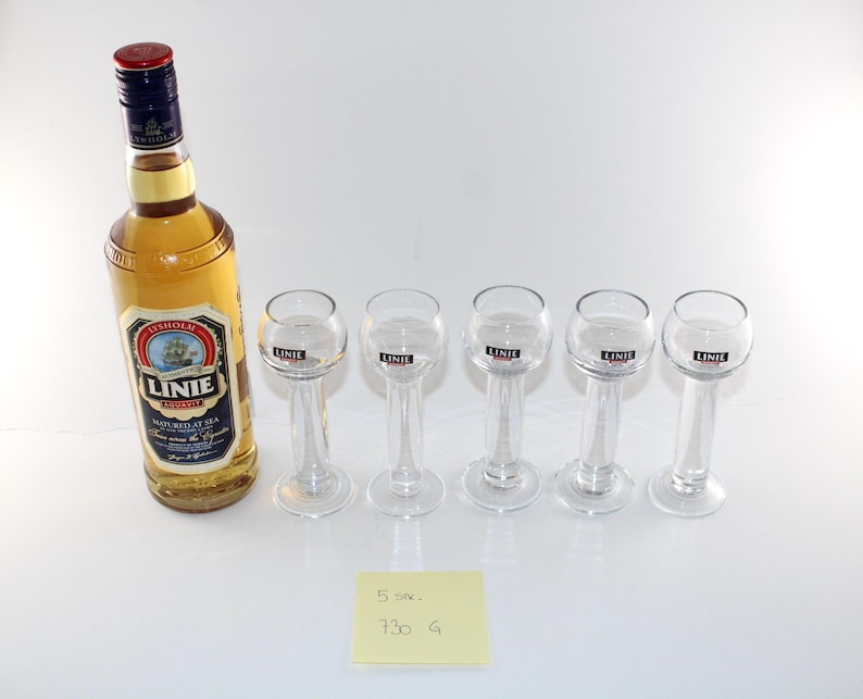 5 Lovely Aquavit Glasses - With the Logo From Famous LINIE Aquavit ...