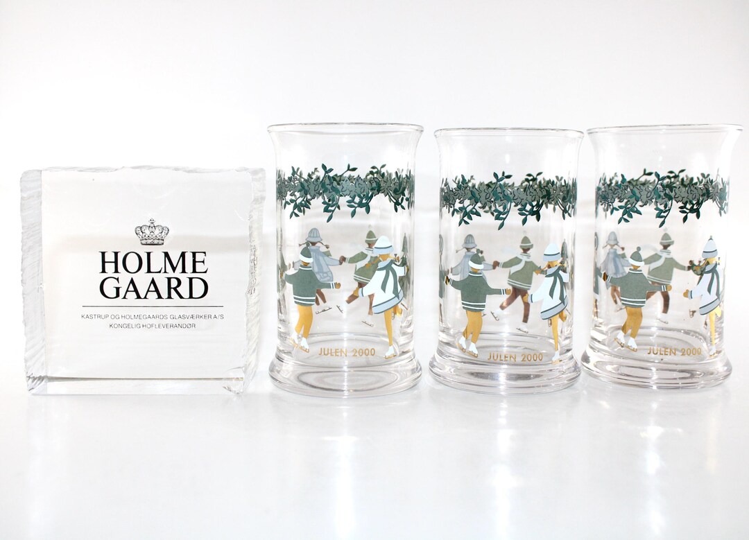 Holmegaard Christmas Water Glasses (set of 3) – Danish 2000 Design - Etsy