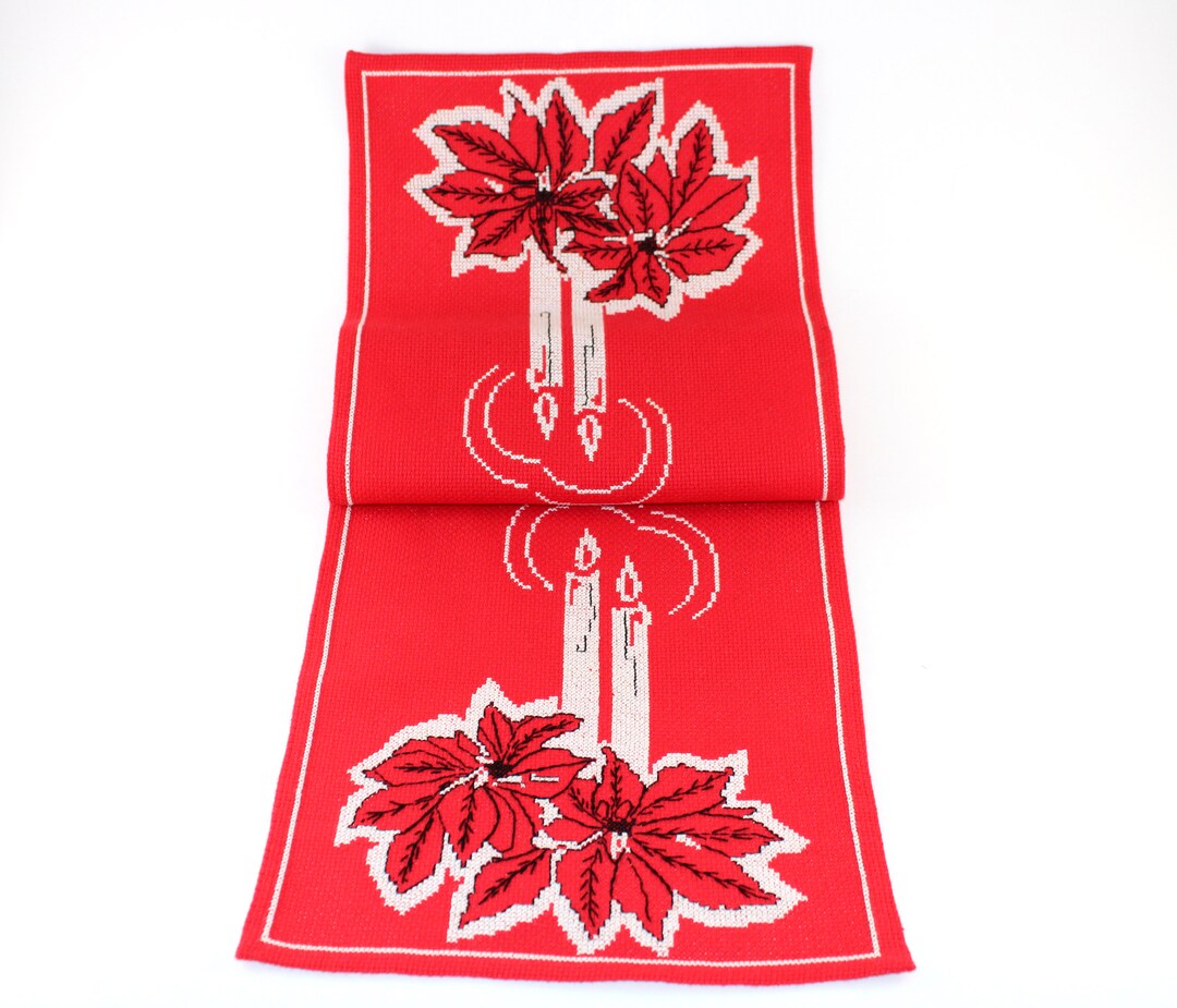 Danish Vintage Christmas Embroidered Table Runner With Hawaii Flowers ...