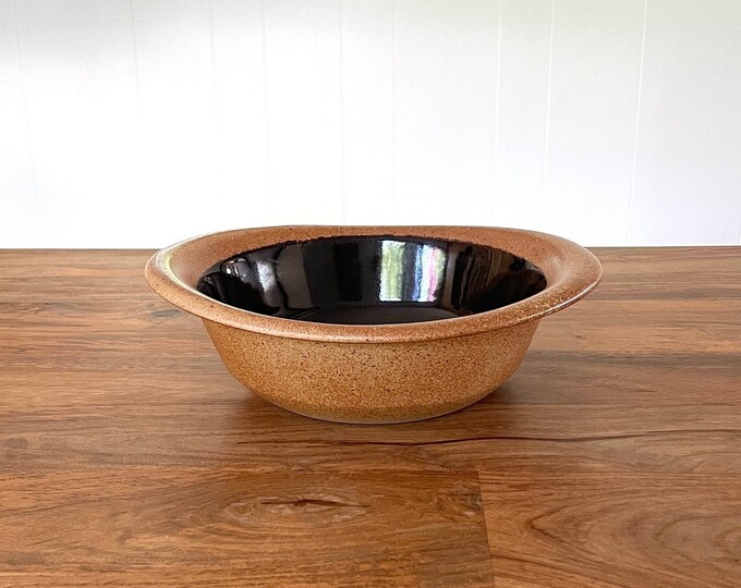 Vintage 70's Sial Pottery Oval Serving Bowl in Brown and Black by ...