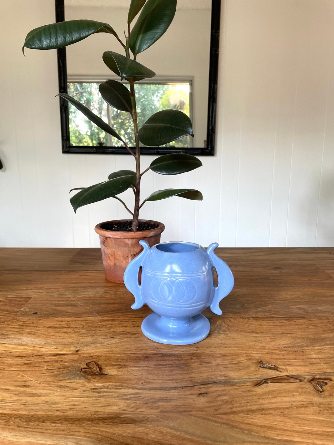 Vintage Studio Pottery Cornflower Blue Urn Small Vase Signed Harvesty ...