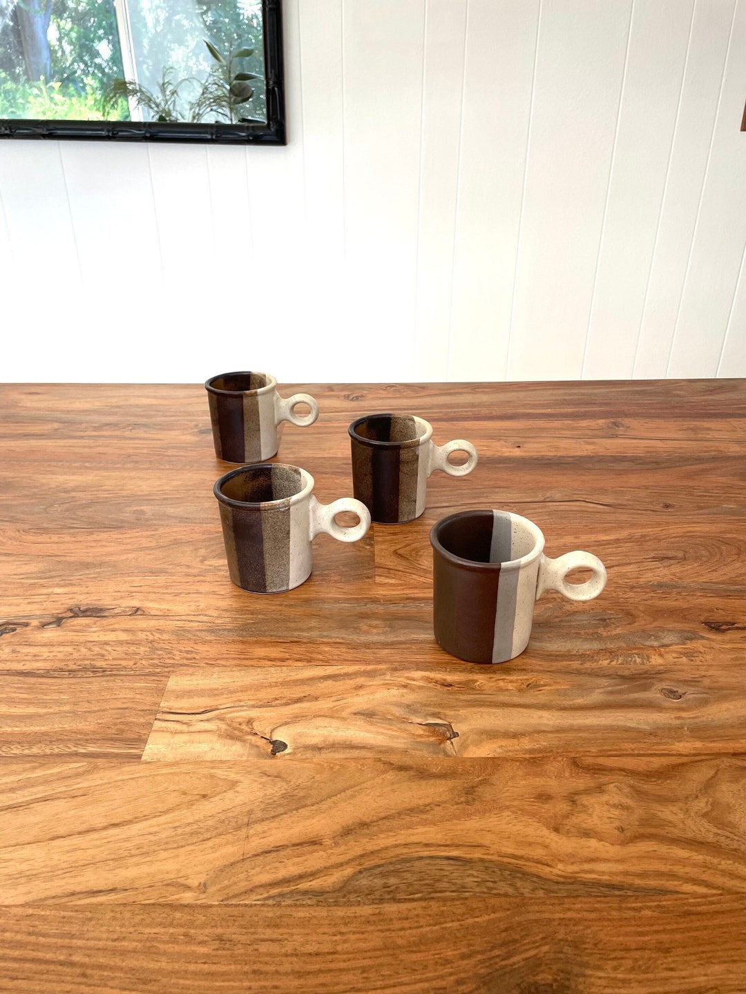 Vintage Fabrik Stoneware Ring Handle Mugs in Brown Agate Pass by Jim ...