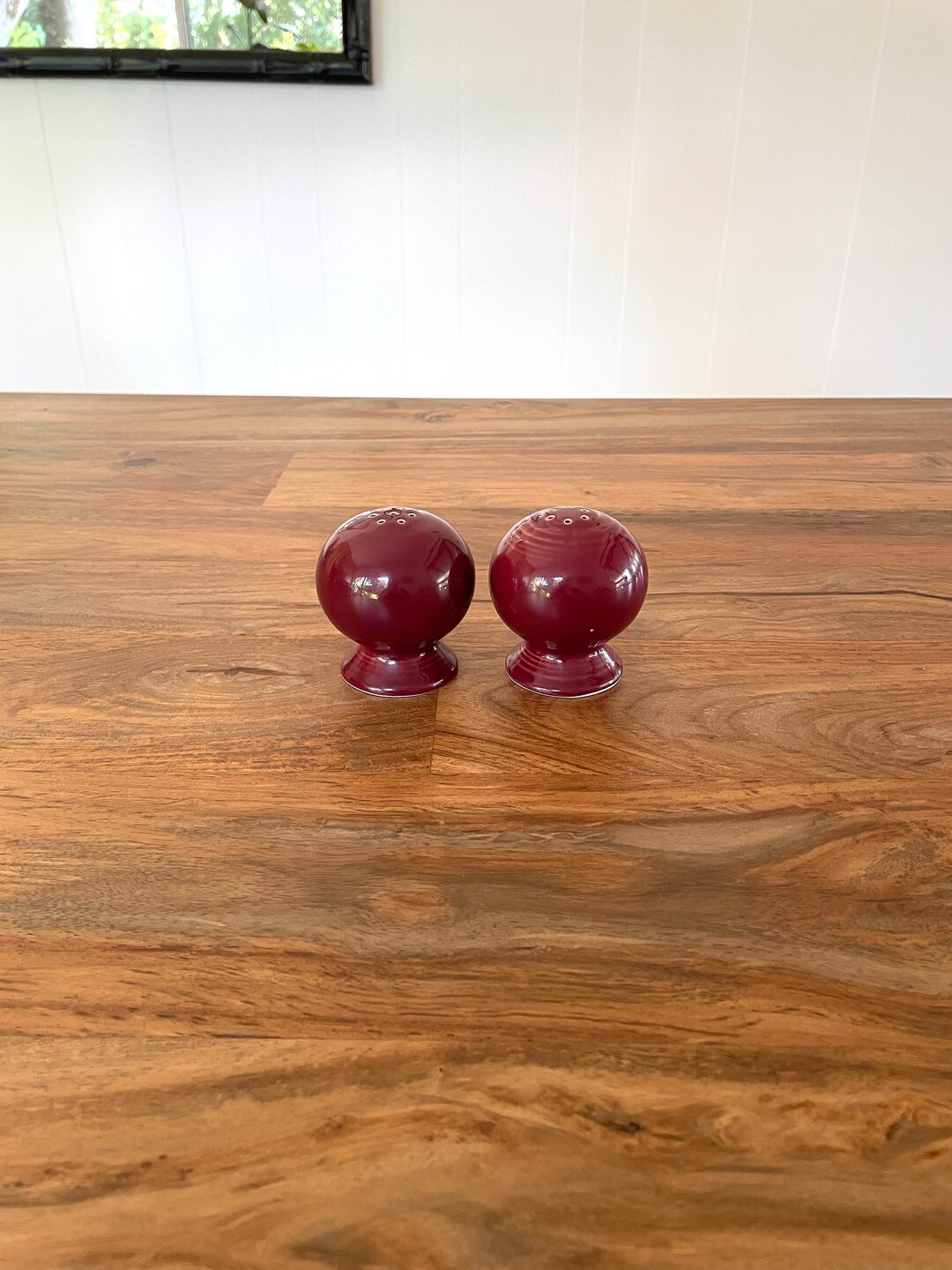 Vintage Fiesta Ball Salt and Pepper Shaker Set in Burgundy - Etsy