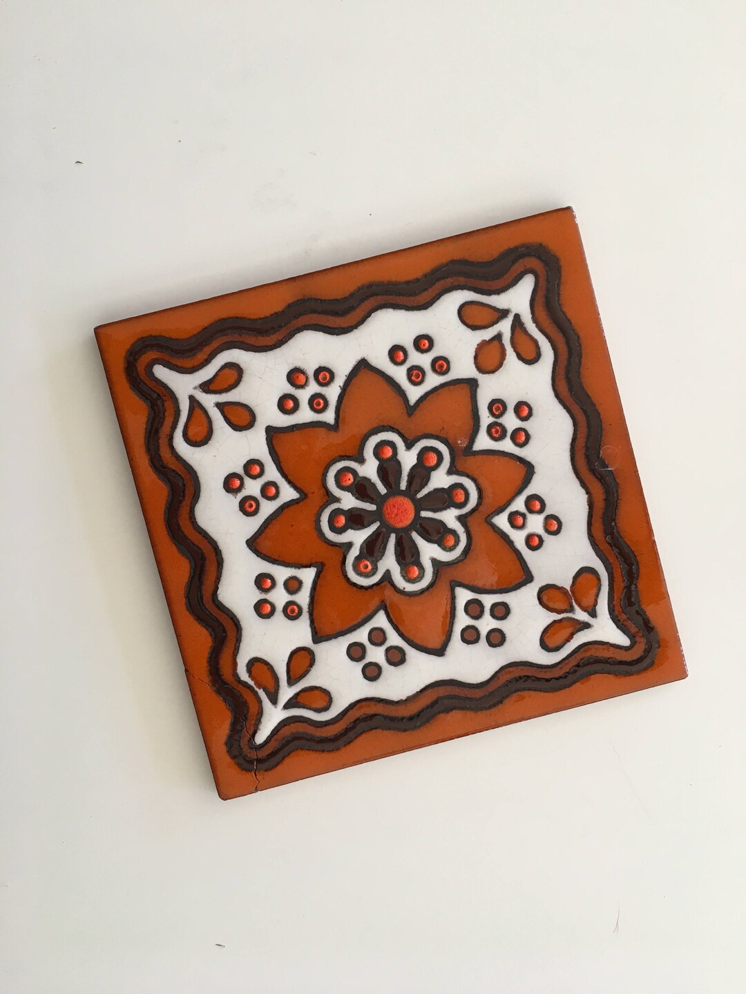 Vintage 70's Franciscan Interpace Tile or Trivet in Brown and Orange - Etsy