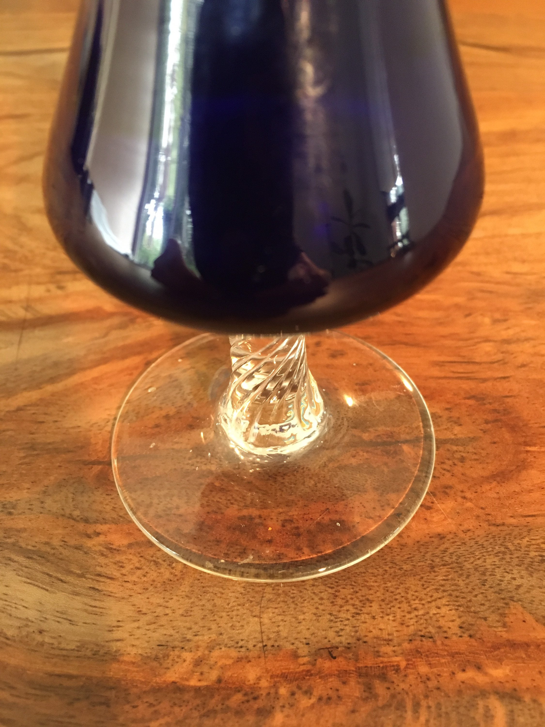 Vintage Cobalt Blue Fluted Glass Vase With Clear Base | Etsy