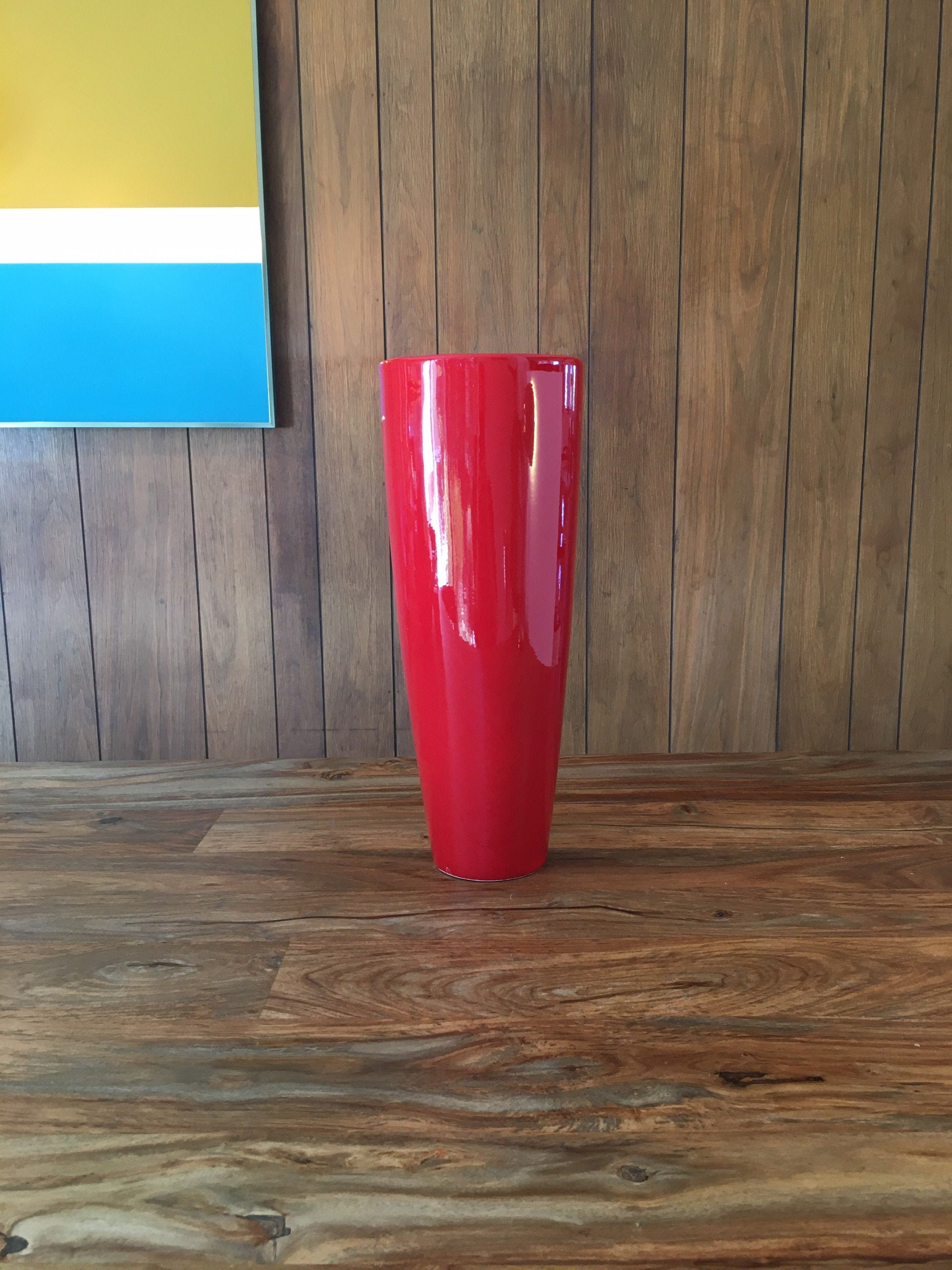 Wingard Ceramic 15 Tall Bright Red Vase Made in Italy | Etsy