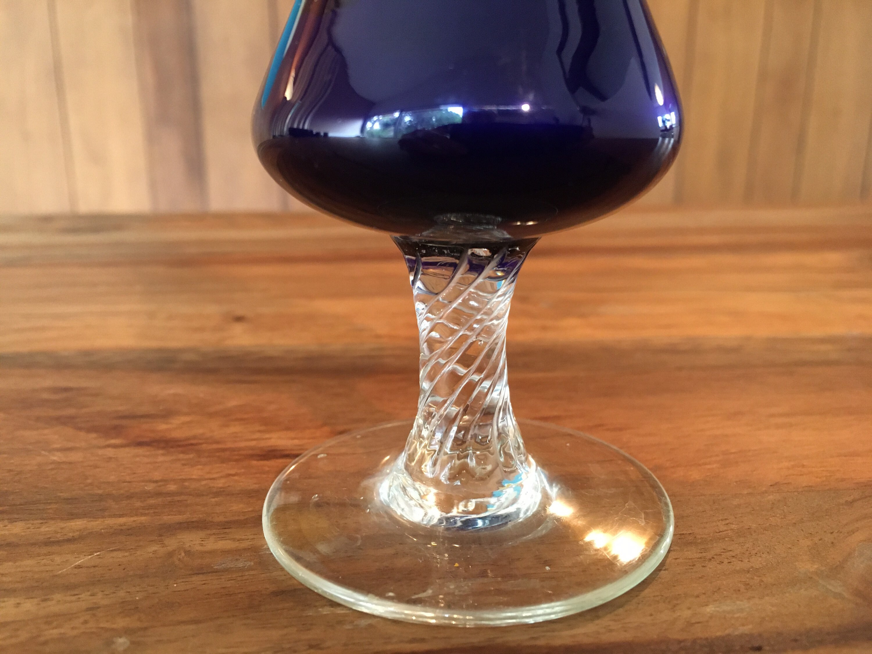 Vintage Cobalt Blue Fluted Glass Vase With Clear Base | Etsy