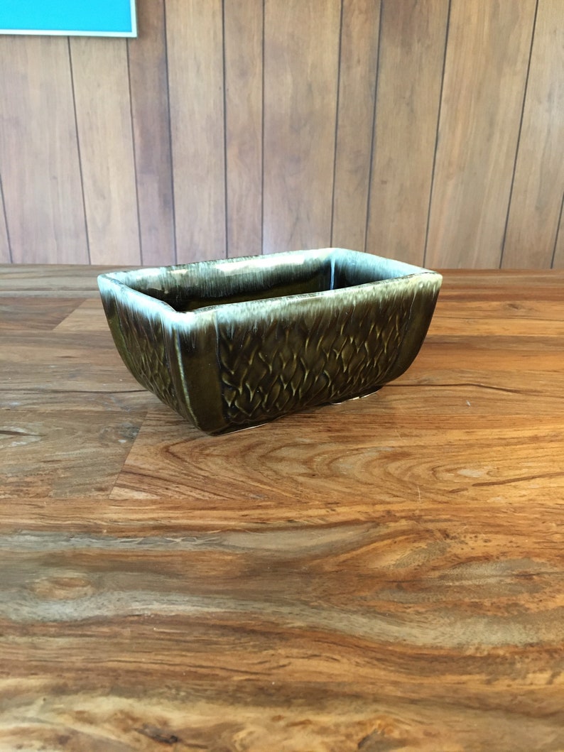 Vintage Pottery Green Small Rectangular Planter Marked USA 76 - Etsy