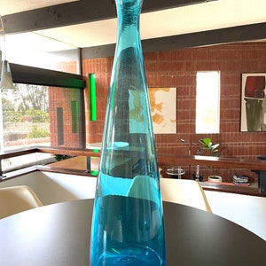 Vintage Blenko Turquoise Floor Decanter 6138 Designed by Wayne Husted ...