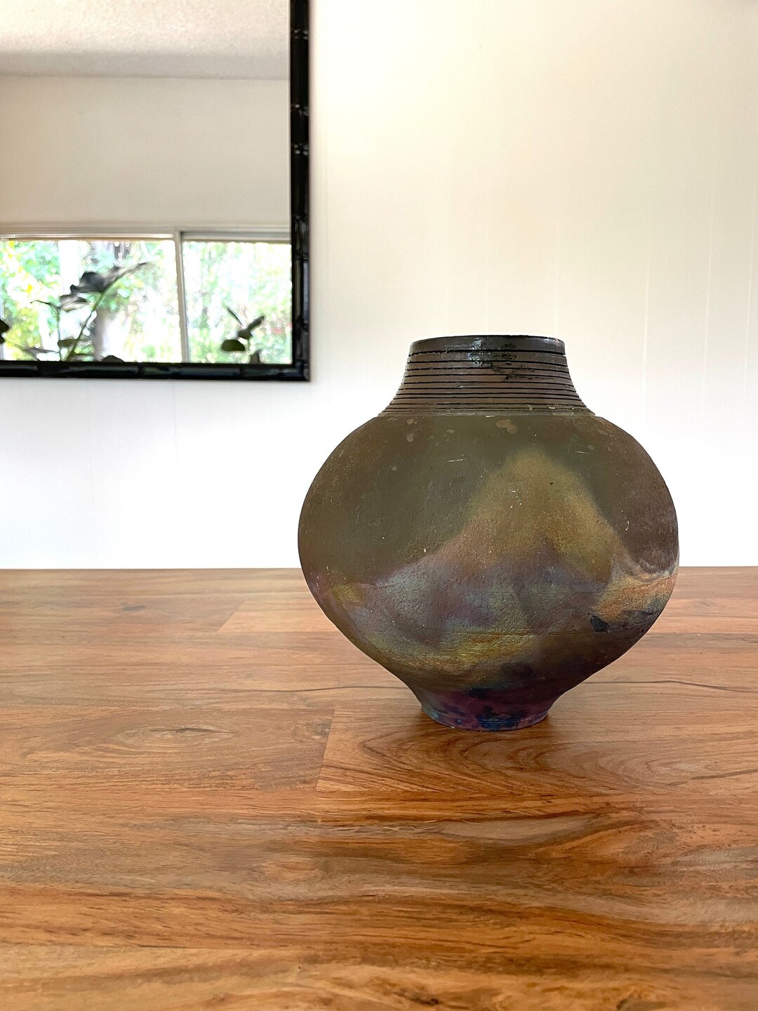 Vintage Marty Marcus Studio Pottery Signed Raku Vase in Black With ...