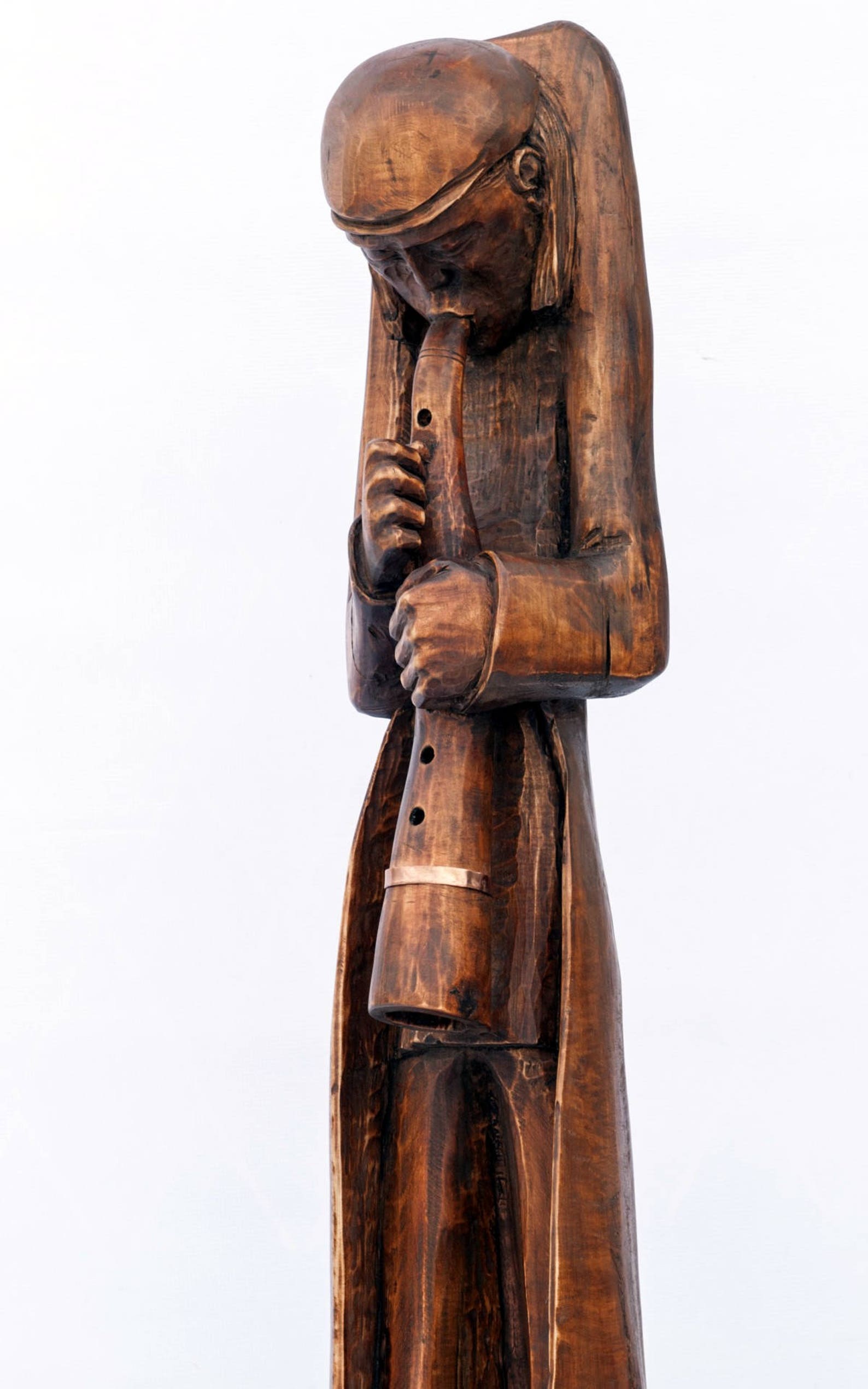 The Musician With Flute Wooden Statue Hand Made Sculpture - Etsy