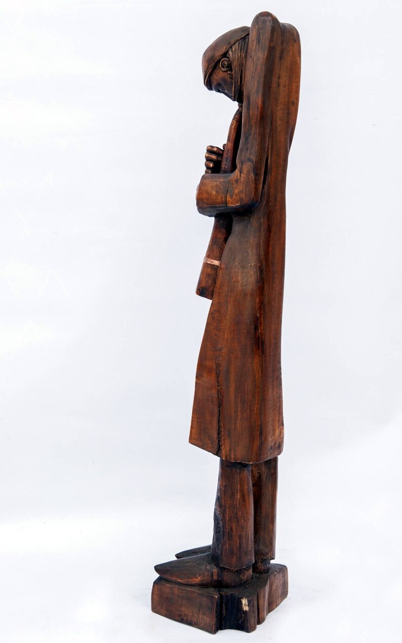 The Musician With Flute Wooden Statue Hand Made Sculpture - Etsy