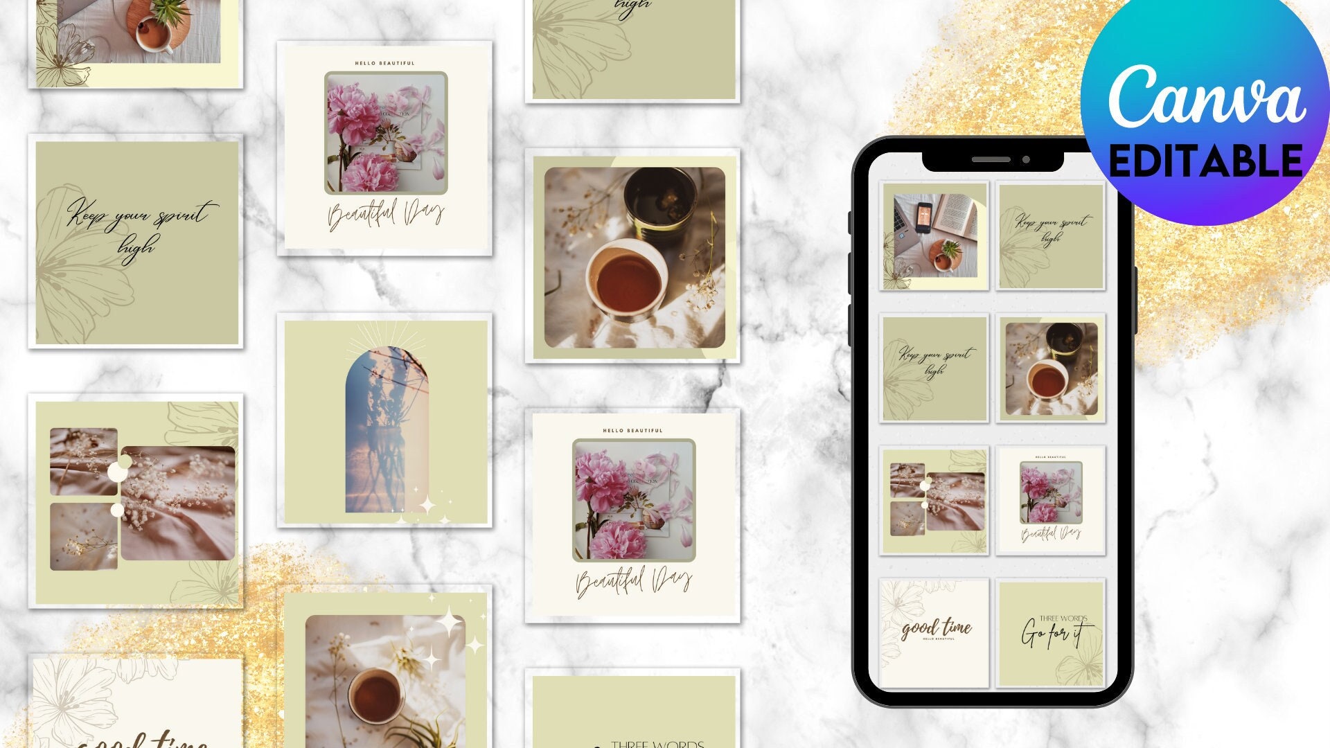 Premium Instagram Post Template, Canva Editable, Social Media, 30 Post ...