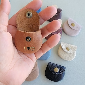 Small Leather Ring Purse With Key Chain Holder| Ring Purse| Leather ...