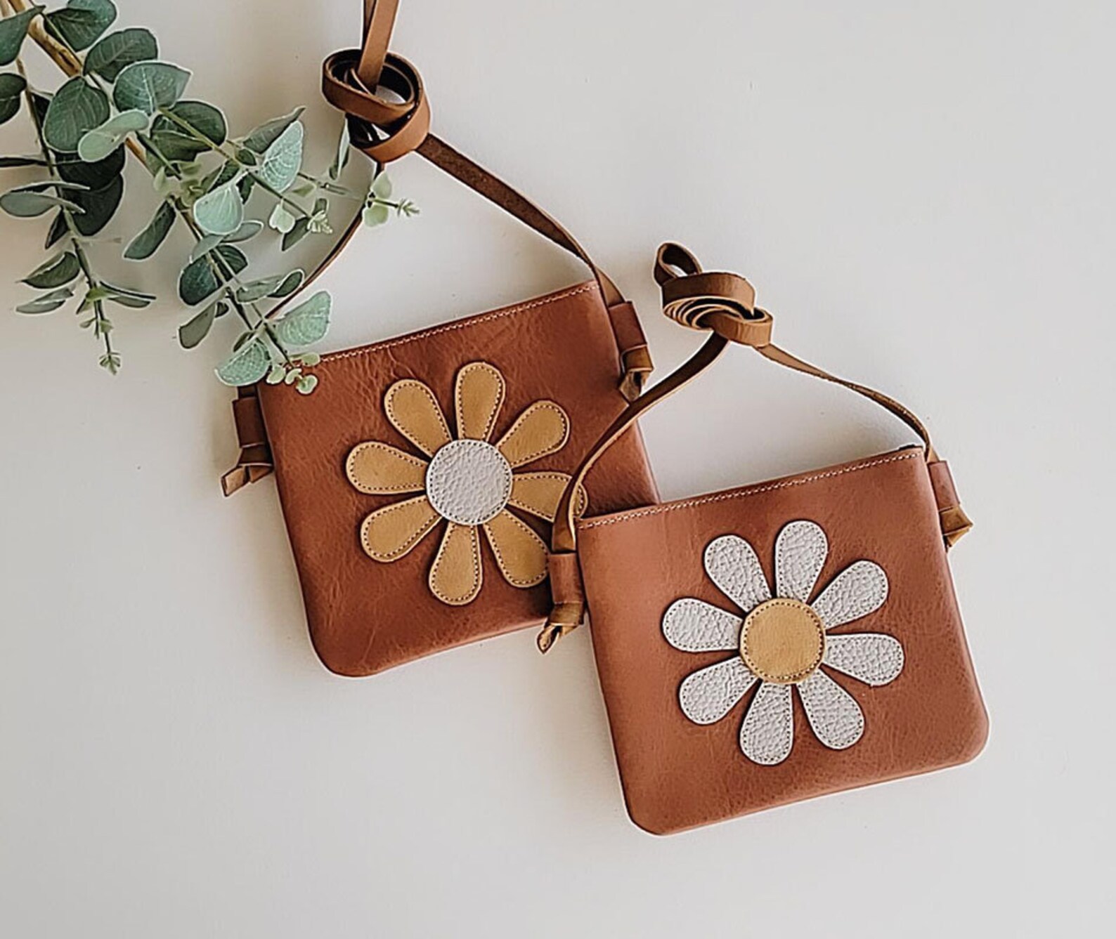 Brown Leather Flower Purse | Toddler Girl Crossbody Bag - Etsy