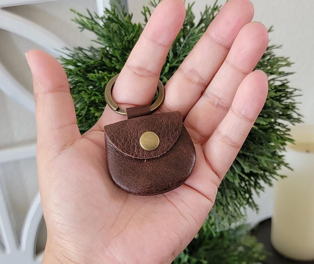 Small Leather Ring Purse With Key Chain Holder| Ring Purse| Leather ...