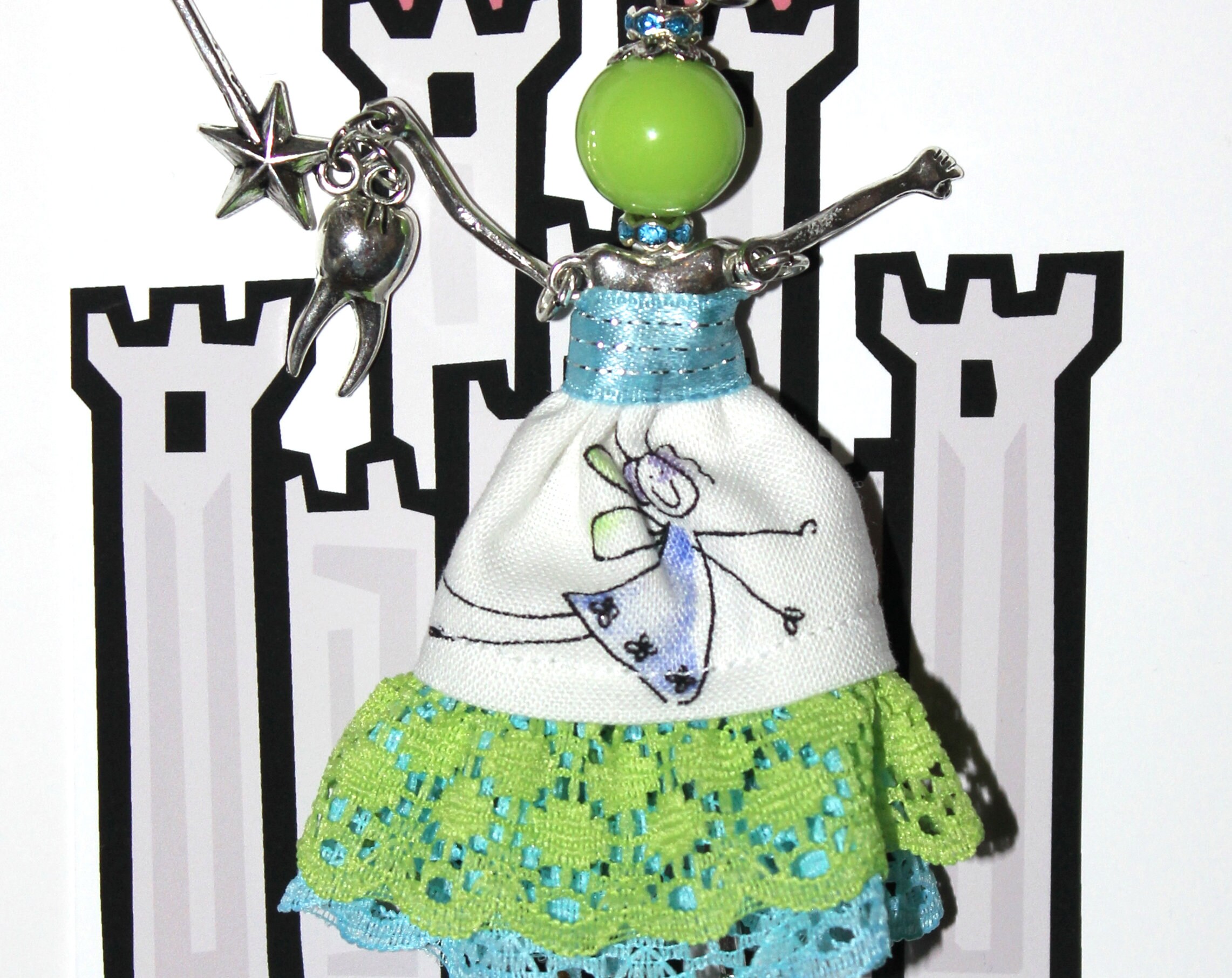 French Doll Pendant Necklace Tooth Wand Tooth Fairy Dentist Kids ...