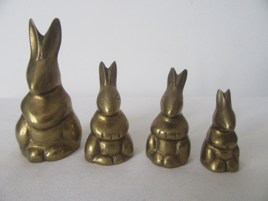 Vintage Brass Rabbits Family,set of 4 Different Size Ornament Rabbits ...