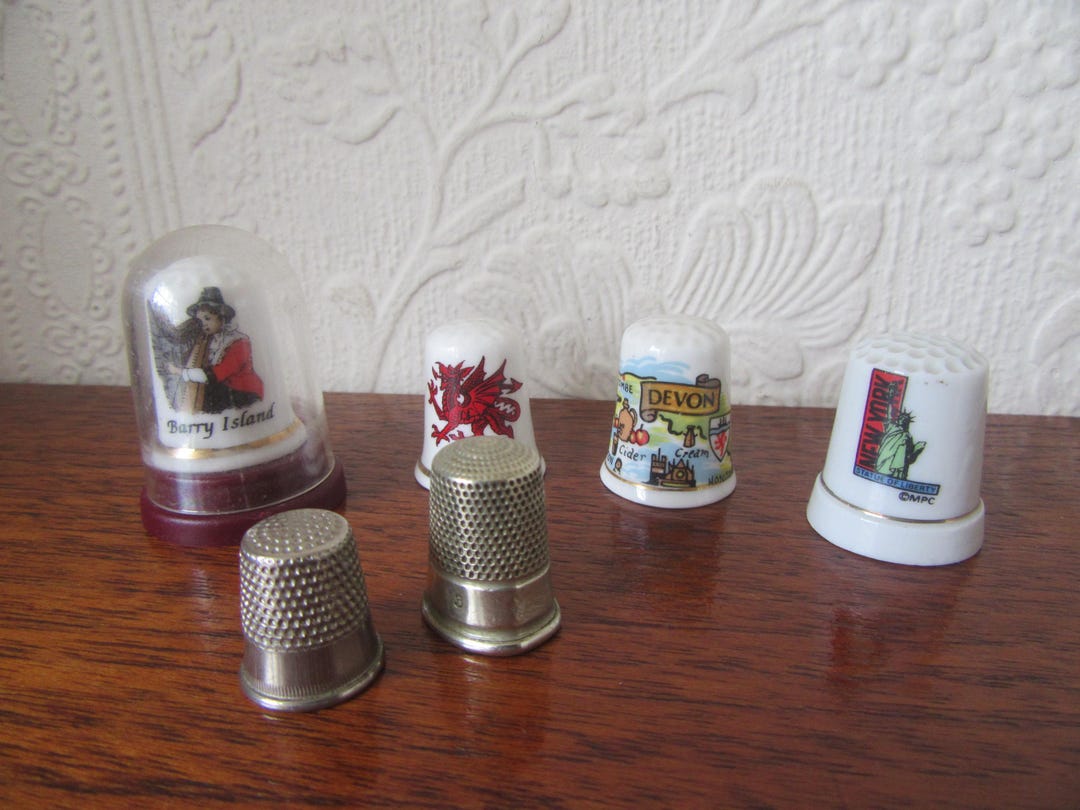 Vintage Collection of X6 Thimbles. Bone China and Metal Assortment ...
