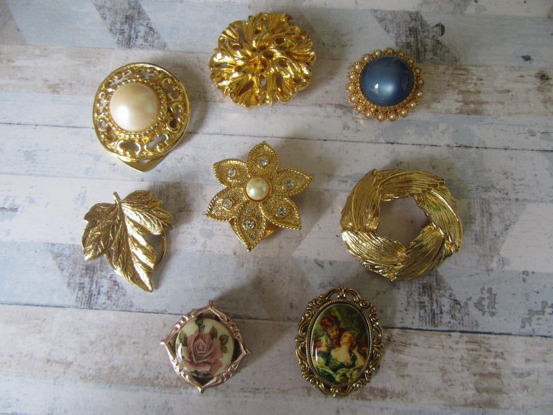 Vintage Scarf Clips Collection Choice of 8. Blue Stone and Beads, Faux ...