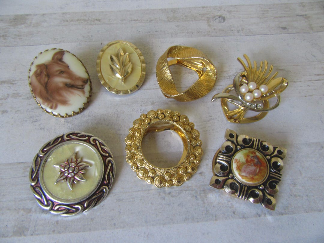Vintage Collection of Scarf/shawl Clips Choice of 7. Faux Pearls ...